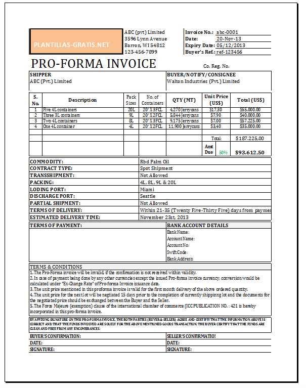 10 Plantillas gratuitas en formato Excel para crear Facturas proformas ...